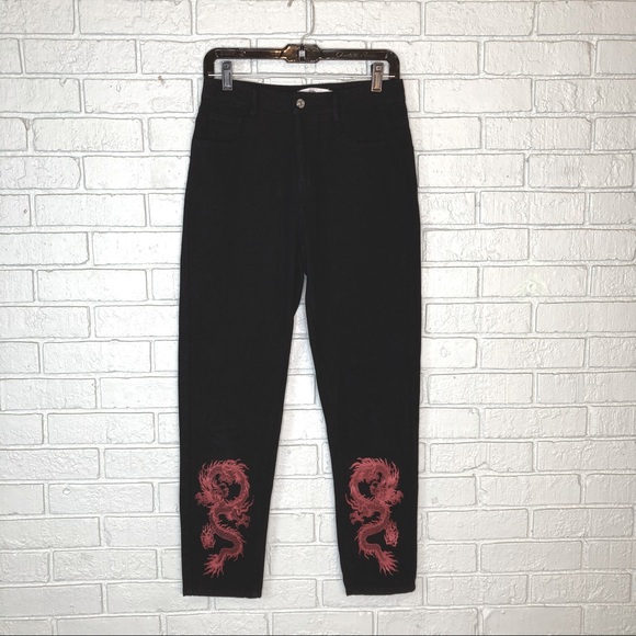 Adika | Jeans | Adika Jeans Black And Red Dragon Graphic Print ...
